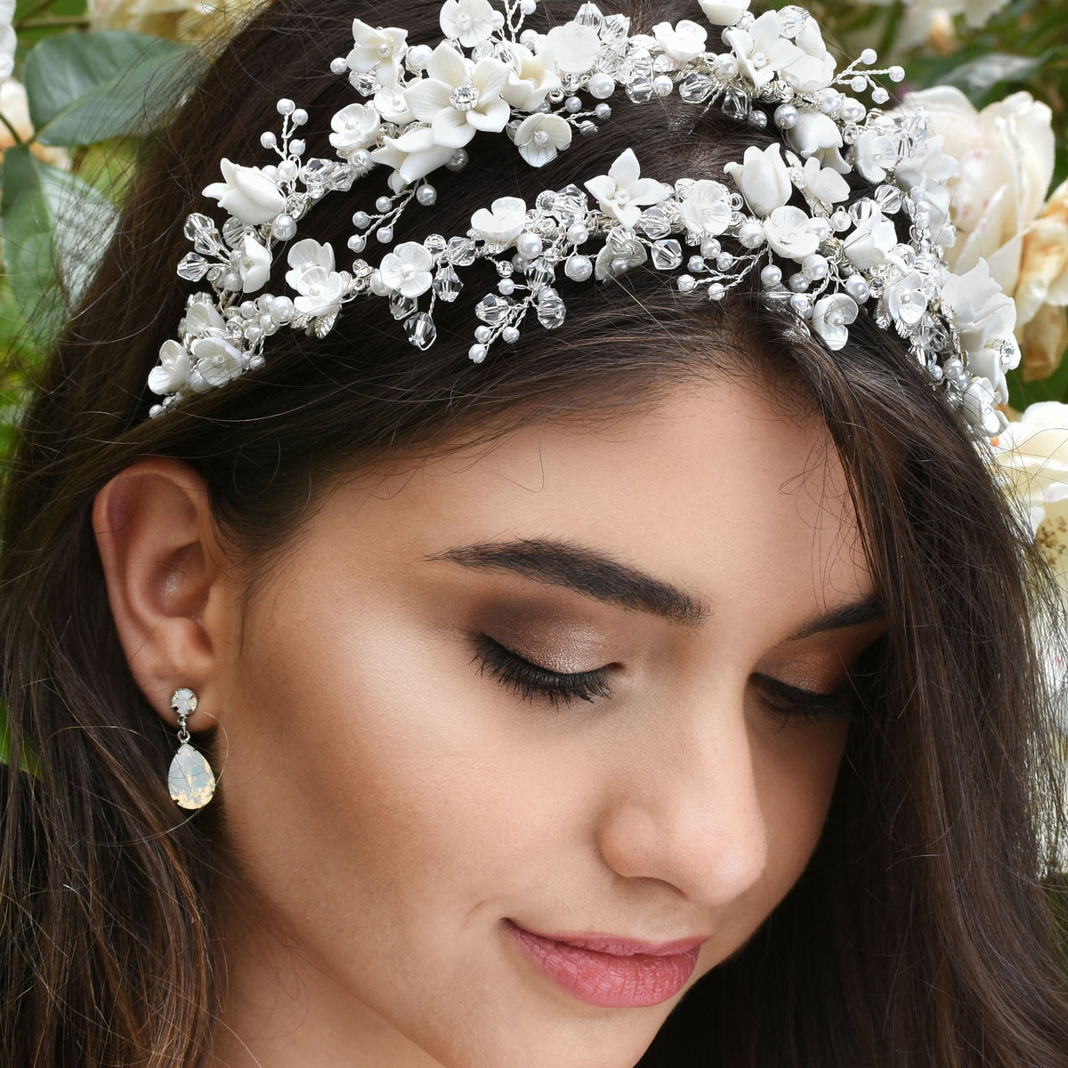 Millicent Double Ceramic Flower Headband – Windsor Bridal Jewellery ...