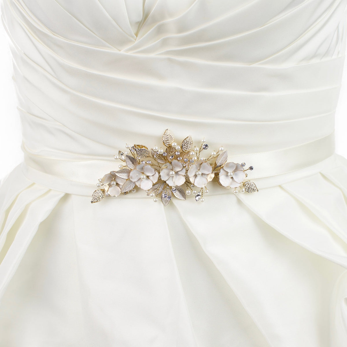 Ava Pale Gold Flower Bridal Belt – Windsor Bridal Jewellery Worldwide